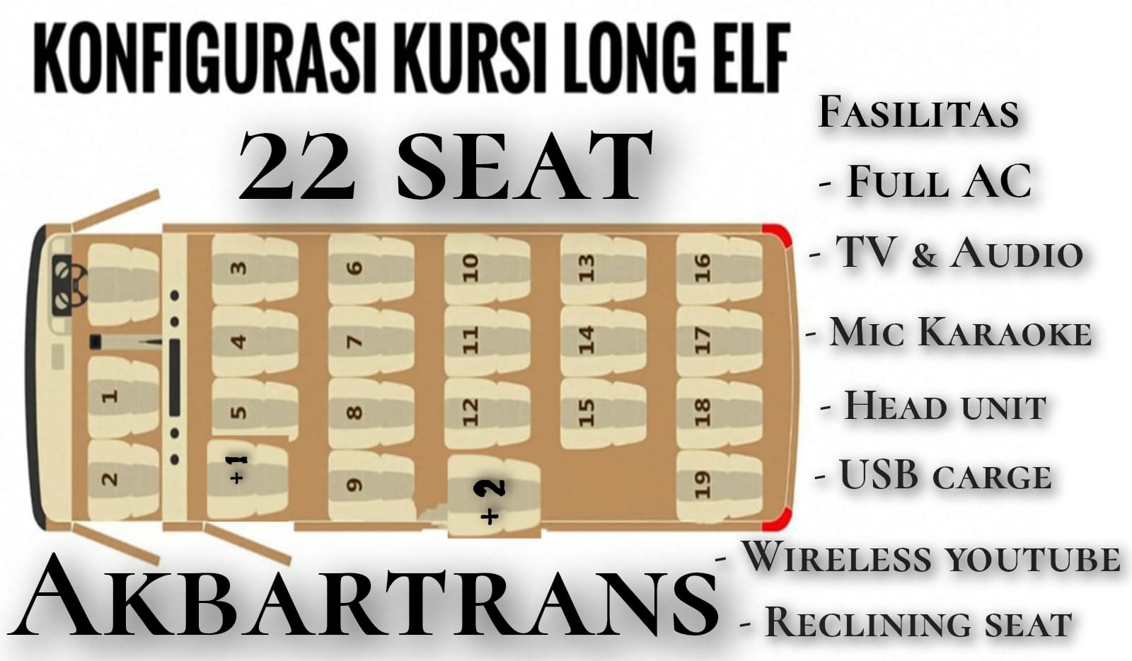 Denah Kursi Elf Long 22 Seat - Pusat Rental Elf Long 19 seat